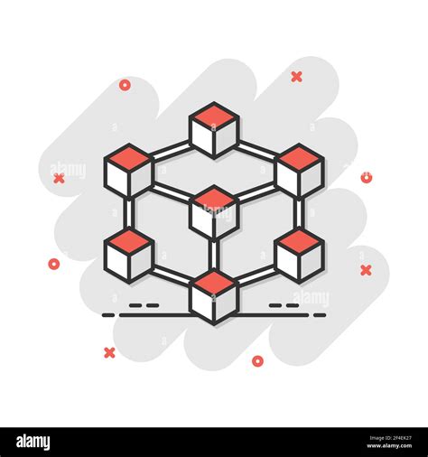 Vector Cartoon Blockchain Technology Icon In Comic Style Cryptography Cube Block Concept