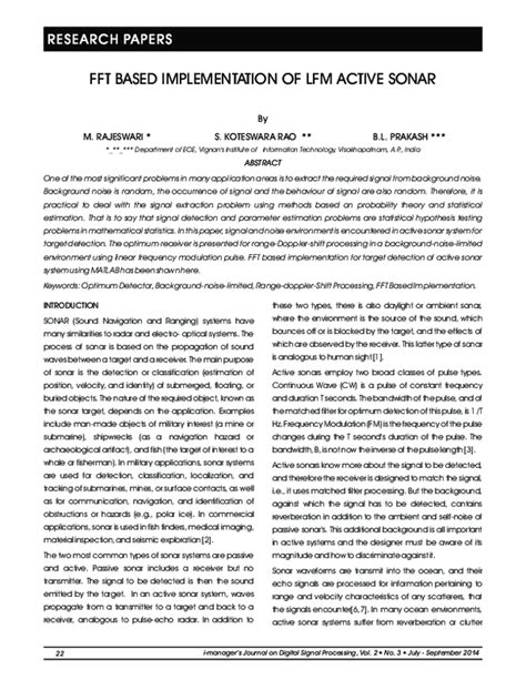 pdf fft based implementation of lfm active sonar