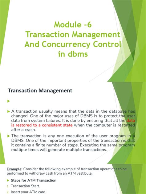 Module 6 Transaction Management In Dbms Pdf Database Transaction
