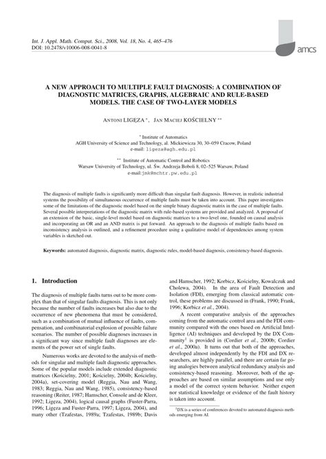 Pdf A New Approach To Multiple Fault Diagnosis A Combination Of