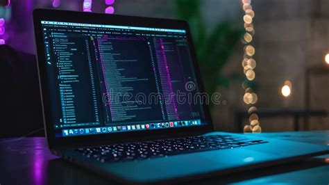 A Laptop Computer Is Seen Resting On Top Of A Table Ready For Use An Open Laptop With Code