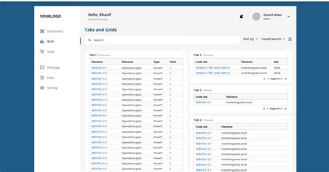 Web App Dashboard With Tabsgrids And Rows Ui Kit Websites Ux And Ui