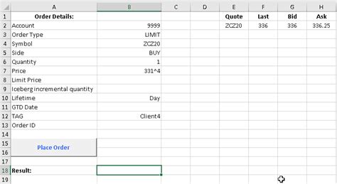 The Send Order Request QST Excel API Documentation
