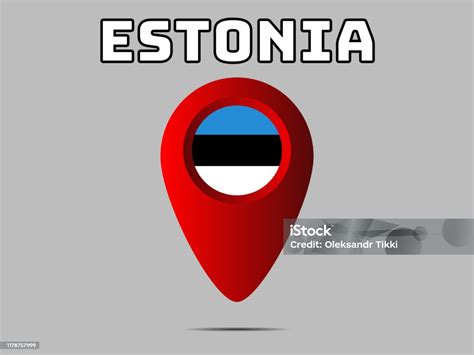 지리적 위치 Geotsag 핀 요소와 기호와 에스토니아 국기 지도 장소 배치에 적합합니다 원래 색상과 비율 벡터 일러스트레이션 국가 세트 국가 관광명소에 대한 스톡 벡터