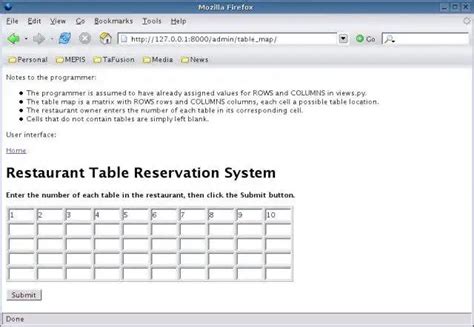 restaurant table reservation system