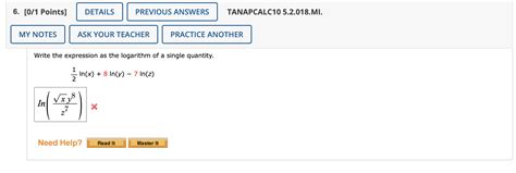 Solved Write The Expression As The Logarithm Of A Single Chegg