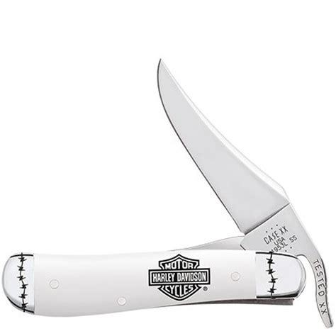 Case Xx Harley Davidson White Synthetic Russlock Folding Knife Smoky
