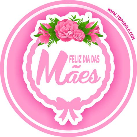 Feliz Dia Das Mães Decoração Rosa Pronto Para Imprimir Adesivo Redondo