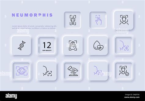 Biometric Data Set Line Icon Security Fingerprint Scanner Retina