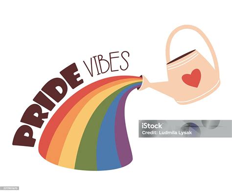 프라이드 바이브 정원에 물을 주면 Lgbt 깃발의 무지개색으로 물을 줄 수 있습니다 Lgbtq 커뮤니티 디자인 카드 인쇄 자부심의 달에 대 한 벡터 일러스트 레이 션 6월에