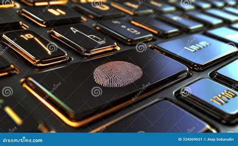 Fingerprint Authentication Key On Black Keyboard Stock Image Image Of