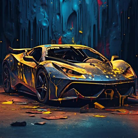 Fantasy Scene Of A Car Crash On The Road Stock Illustration