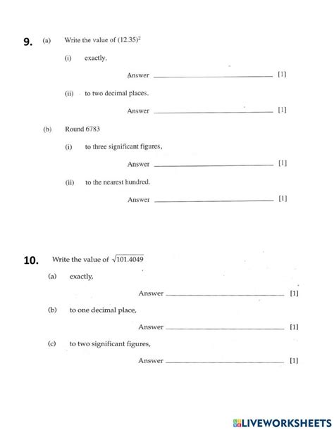 Approximation Free Interactive Worksheets 1521432
