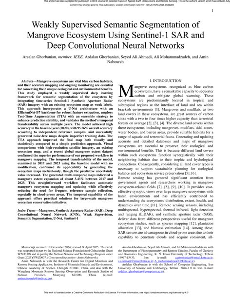 Pdf Weakly Supervised Semantic Segmentation Of Mangrove Ecosystem