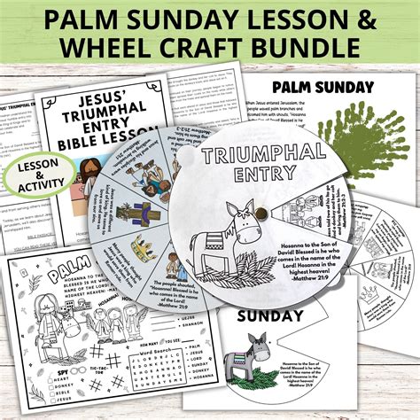 Palm Sunday Bible Lesson And Story Wheel Craft Bundle Triumphal Entry