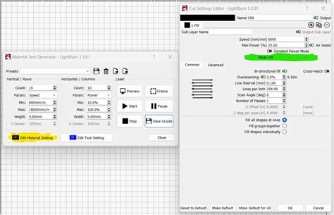 No Fill On Material Test Lightburn Software Questions Lightburn Software Forum
