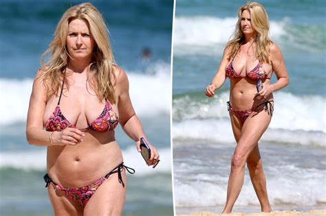 Rod Stewarts Wife Penny Lancaster Looks Radiant On Beach In String