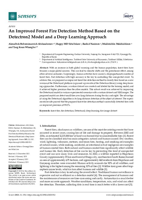 Pdf An Improved Forest Fire Detection Method Based On The Detectron2 Model And A Deep Learning