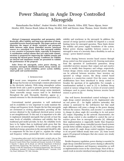Pdf Power Sharing In Angle Droop Controlled Microgrids