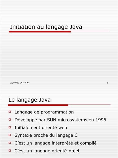 Coursjava Initiation Pdf Java Langage De Programmation