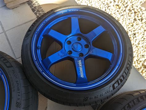 Te37 Ultra M Spec Hyper Blue With Genuine Rays Center Caps And Miche Hausofwheels