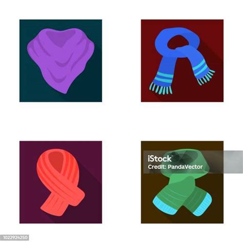 스카프 스카프 Shawls의 다양 한 종류입니다 스카프와 숄 평면 스타일 벡터 기호 재고 일러스트 레이 션 웹에서 컬렉션 아이콘을 설정합니다 0명에 대한 스톡 벡터 아트 및