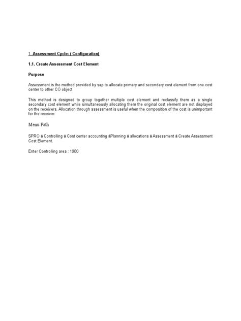 Assessment Cycle In Sap Pdf Cost Menu Computing