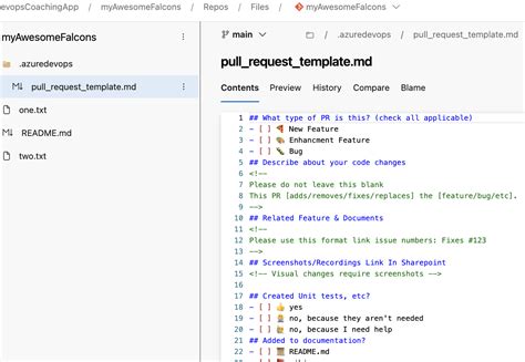 Devsecops And Cloud Computing Coaching How To Create Pull Request Pr Templates In Azure Repos