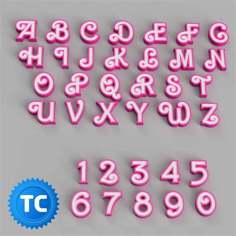 🧒 Barbie Font Tc Tinkercad Compatible Create All Words In Led Lamps