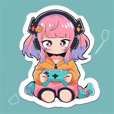 Cute Gamer Girl Drawing