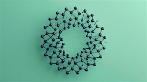 Hexagonal Molecules Arranged In A Circular Pattern With Dots Connecting