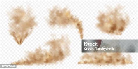 현실적인 먼지 구름 도로 모래 폭풍 먼지 입자 스모그로 더러운 갈색 공기를 오염 공기 환경 오염 벡터 설계 요소 먼지에 대한 스톡 벡터 아트 및 기타 이미지 Istock
