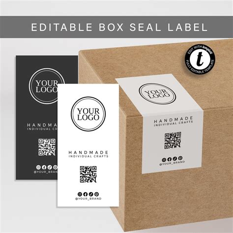 Editable Box Seal Label Box Sticker Modern Packaging Design Box Label Template Printable