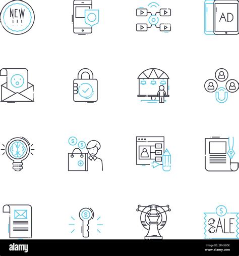 Marketing Concept Linear Icons Set Branding Advertising Sales