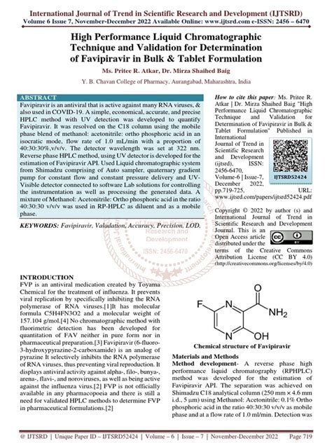 High Performance Liquid Chromatographic Technique And Validation For Determination Of