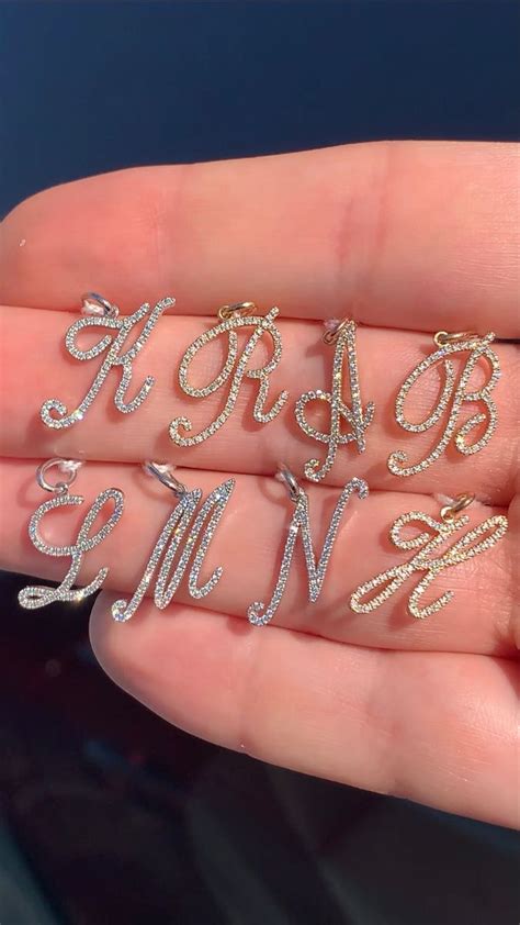 Script Diamond Initial Necklace Personalized Diamond Cursive Pendant Diamond Initial