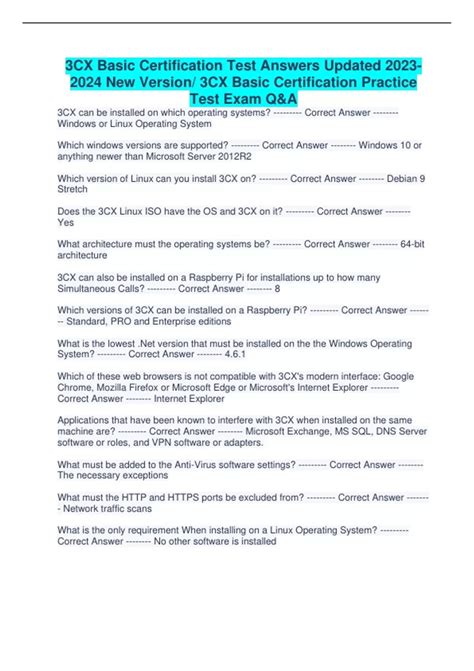 3cx Basic Certification Test Answers Updated New Version 3cx Basic Certification Practice Test