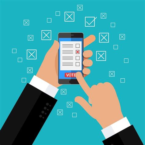 Premium Vector Concept Of Election Hand Holding Smartphone With