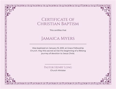 Free Holy Baptism Certificate Template To Edit Online
