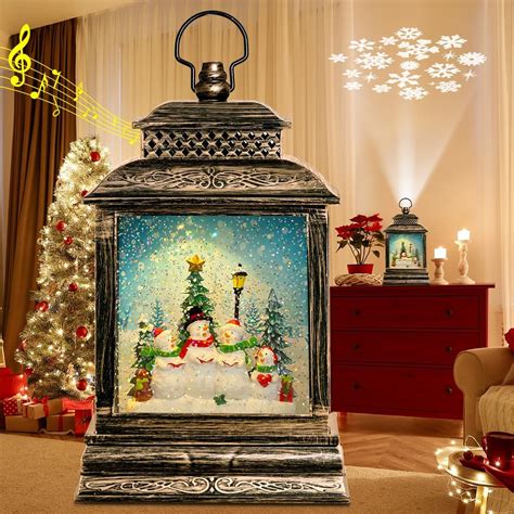 Goosh Christmas Snow Globe Lantern Water Glittering Snowman