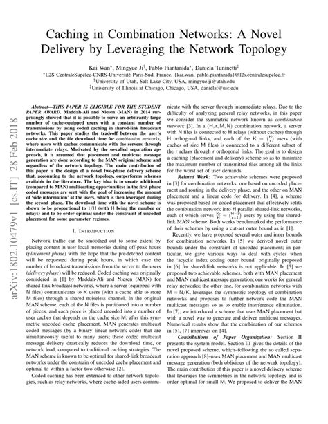 Pdf Caching In Combination Networks A Novel Delivery By Leveraging The Network Topology
