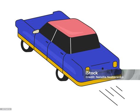 오래 된 자동차 돌진 2d 선형 만화 개체 2차 도형에 대한 스톡 벡터 아트 및 기타 이미지 2차 도형 교통 교통수단 Istock