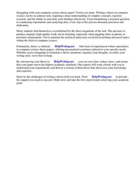 Computer Science Thesis Papers Pdf Thesis Science