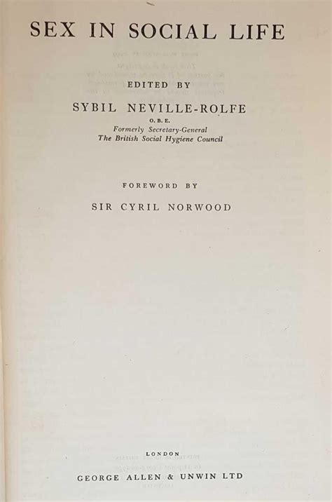 Sex In Social Life Von Sybil Nevill Rolfe Good Hardcover 1949 First