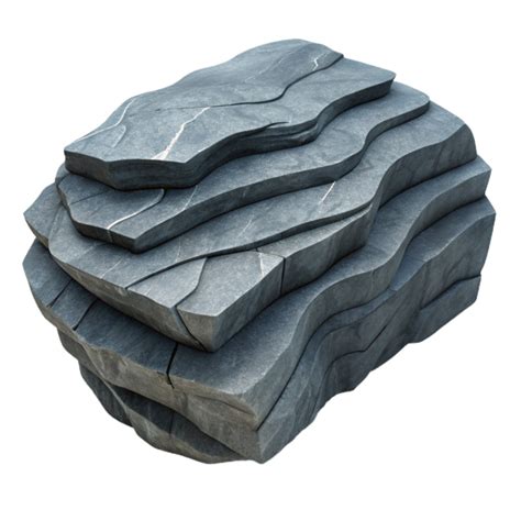 Extraordinary Minimalist Gray Slate Rock Cutout With Layered Texture Detailed Png