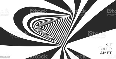 줄무늬에 의한 기하학적 배경입니다 착시가 있는 흑백 모던 패턴 브로셔 연례 보고서 잡지 포스터 프레젠테이션 전단지 또는 배너에 대한 3d 벡터 일러스트레이션 3차원 형태에