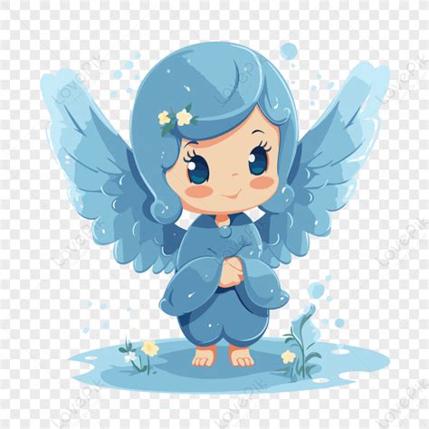 파란 천사 벡터만화클립 아트상표 Png 일러스트 무료 다운로드 Lovepik