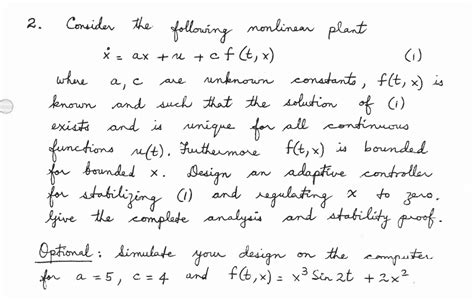 Solved 2 Consider The Following Nonlinear Plant