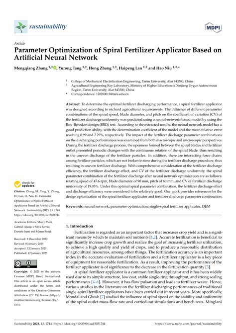 Pdf Parameter Optimization Of Spiral Fertilizer Applicator Based On