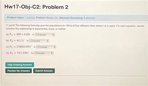 Solved 1 Point The Following Formulas Give The Populations